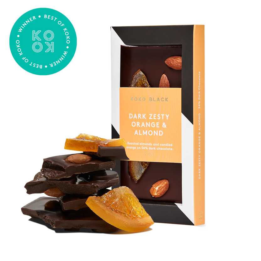 Dark Zesty Orange & Almond | Dark Chocolate Block – Koko Black Chocolate